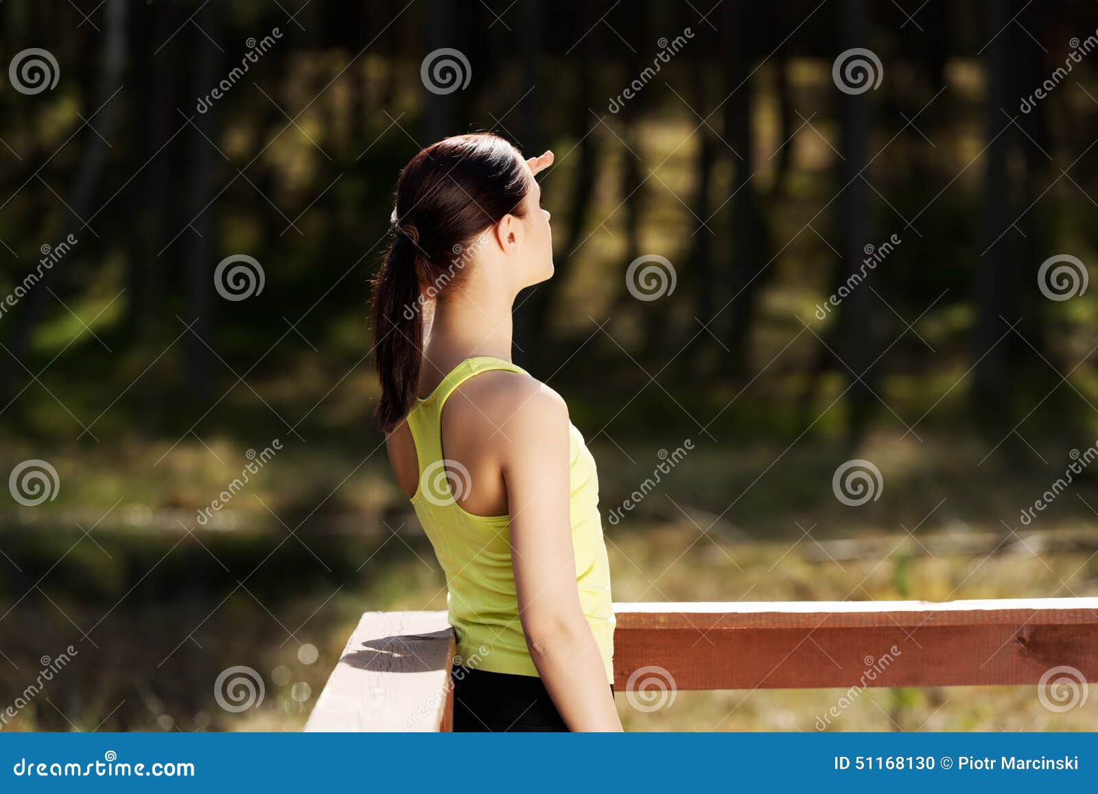 Woman Relaxing after Running Stock Photo - Image of healthy, balustrade ...