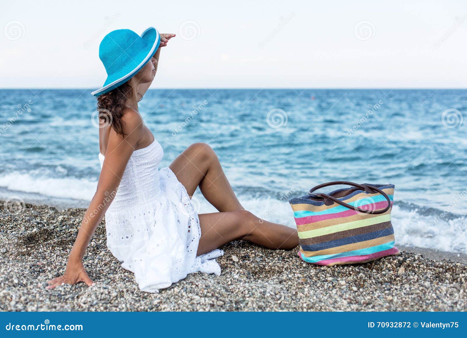 Woman Relaxing at a Seaside. Stock Photo - Image of sunny, summertime ...