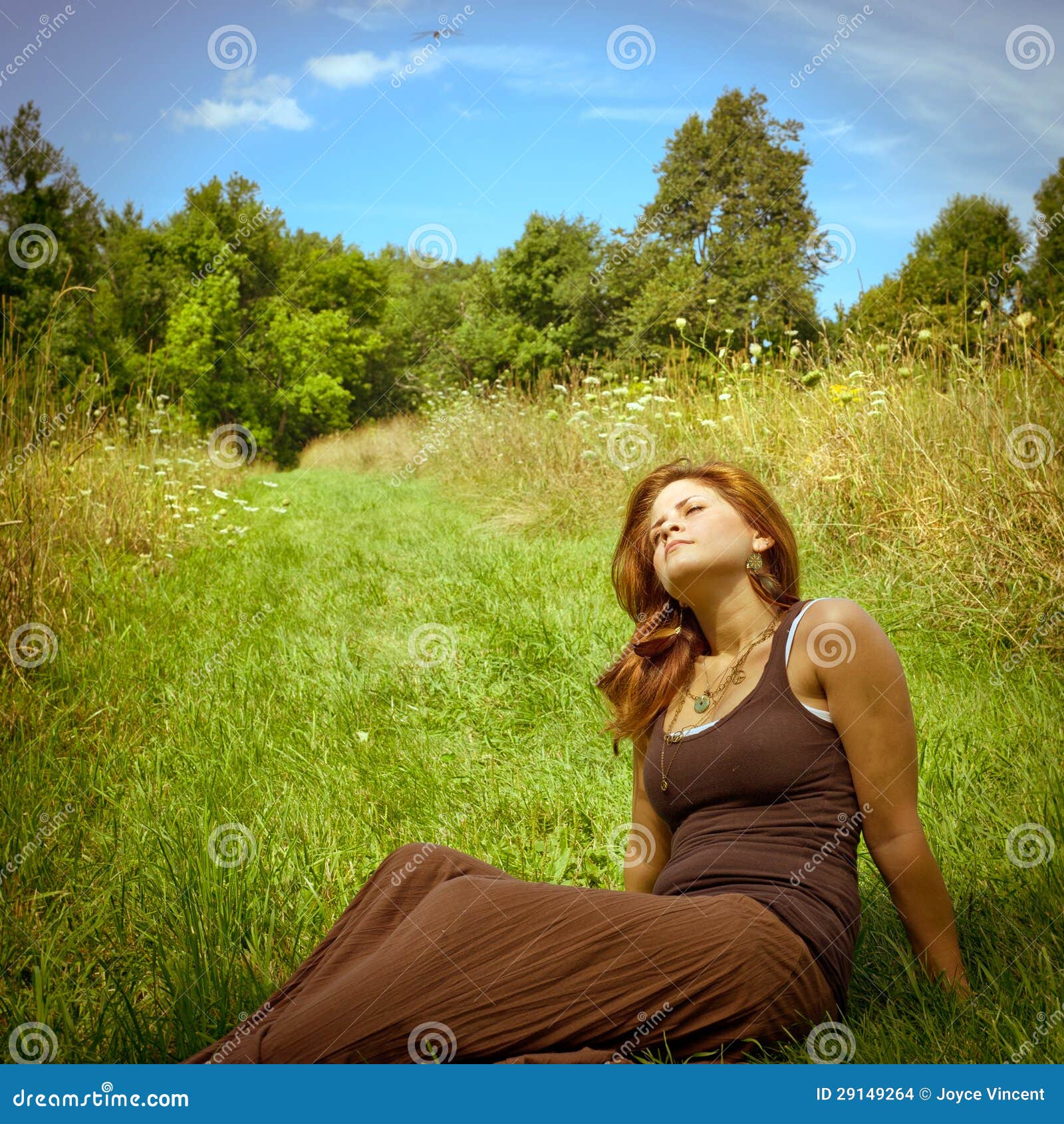 Woman Relaxing in the Summer Sun Stock Photo - Image of spring, female ...