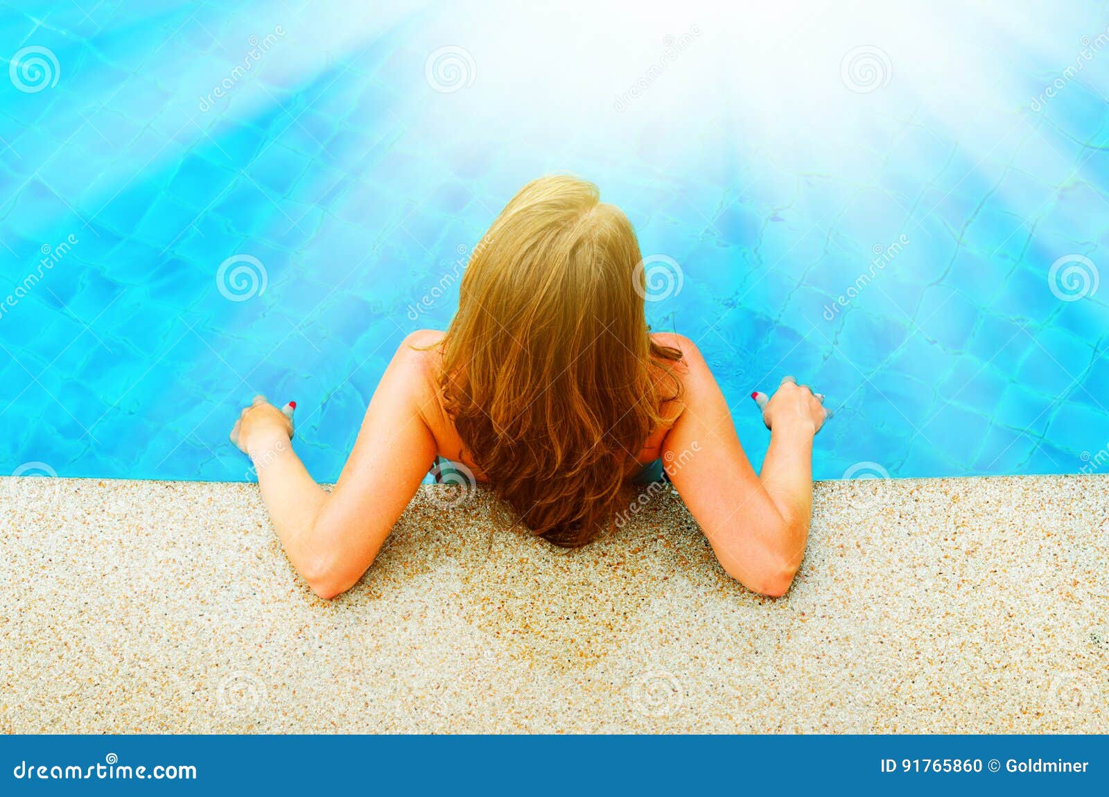 Woman Relaxing in the Swimming Pool Stock Photo - Image of body, asia ...