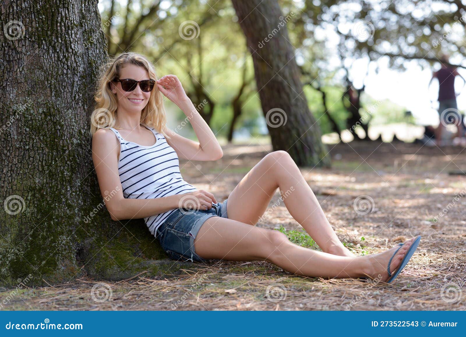 Woman relaxing on tree stock image. Image of outdoor - 273522543