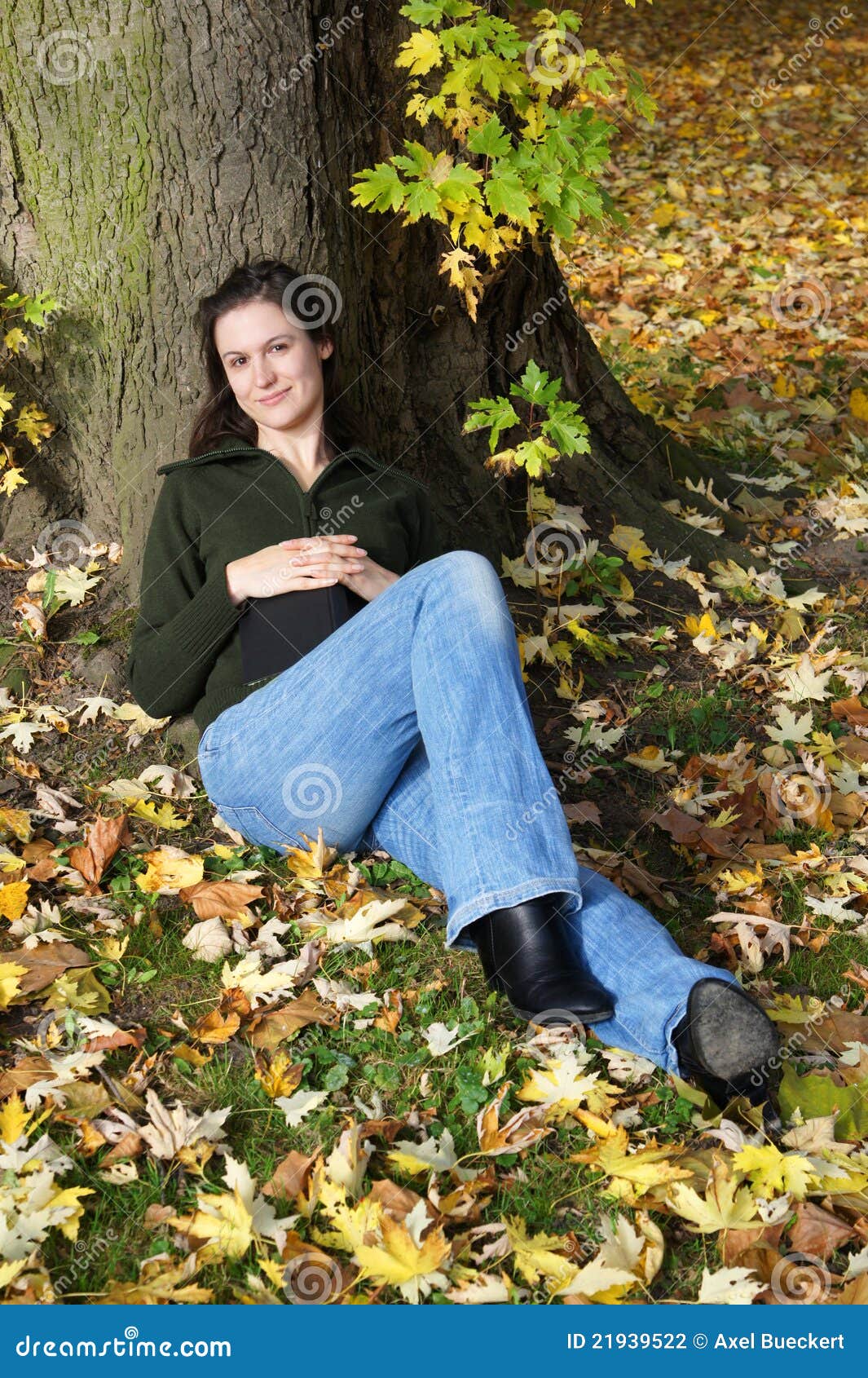 Woman Relaxing Under a Tree Stock Photo - Image of rest, colorful: 21939522