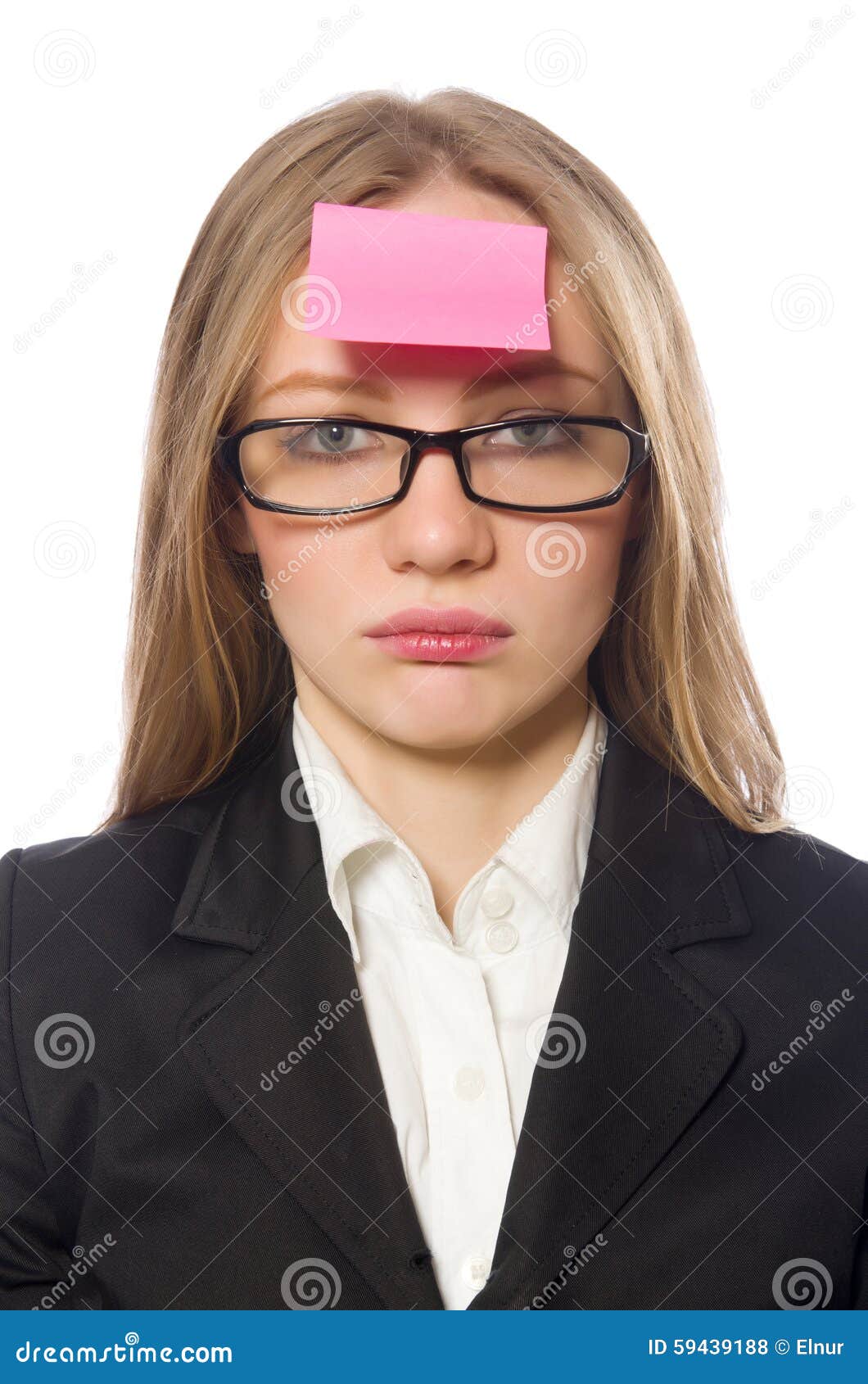 Woman with Reminders Isolated on White Stock Photo - Image of notes ...