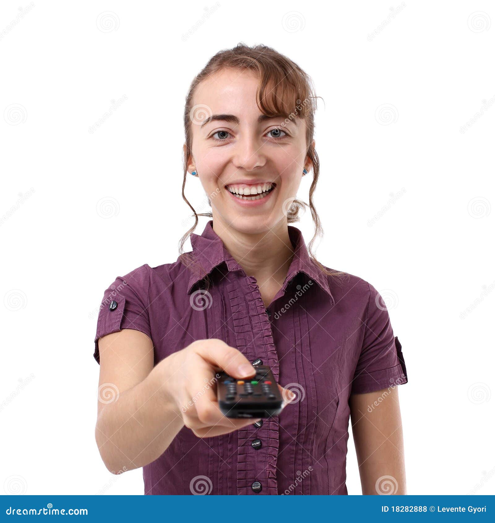Woman with a Remote Control Stock Photo - Image of display, flatscreen ...