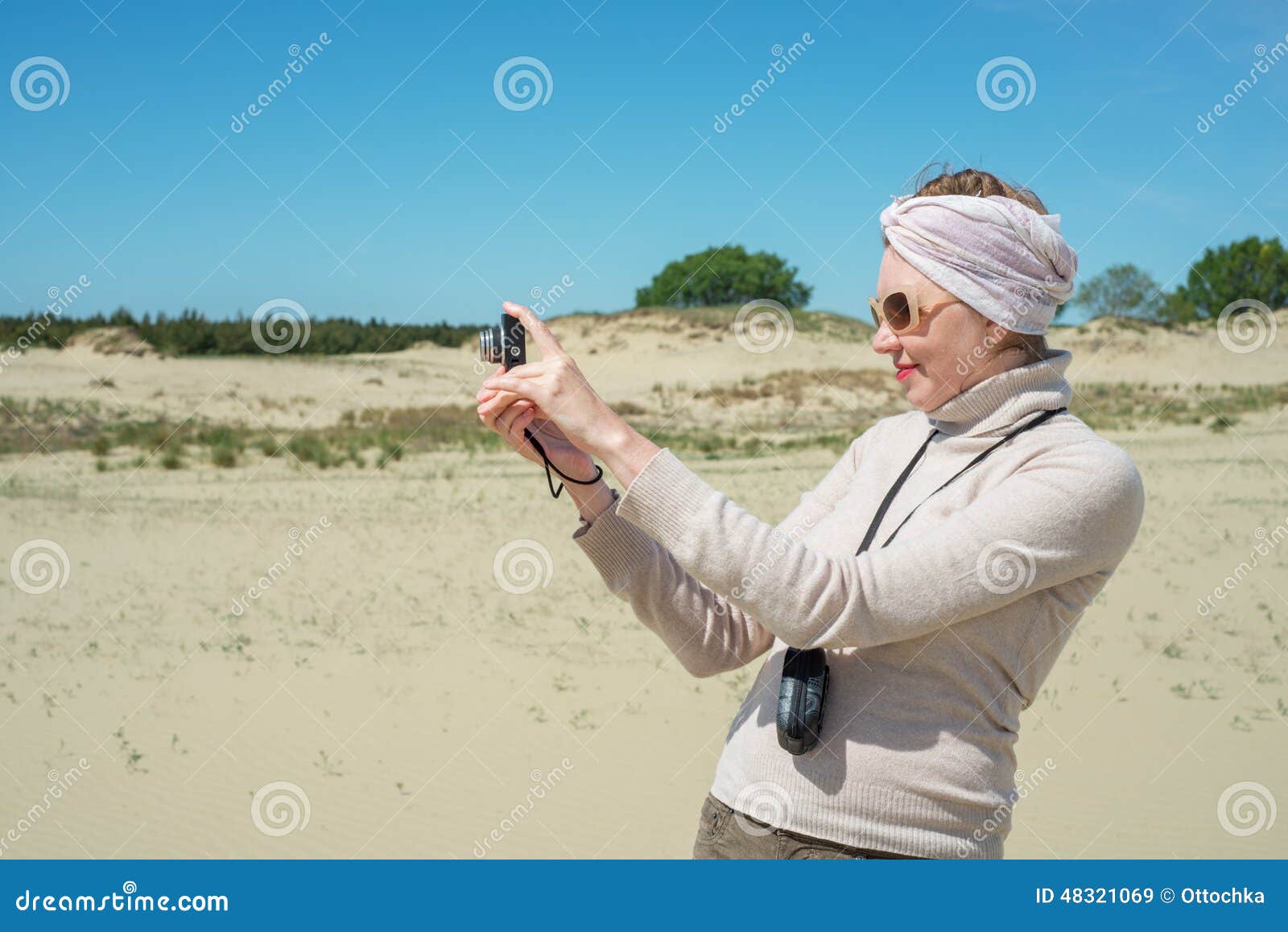Woman Remove a Camera on Vacation Stock Image - Image of garden ...