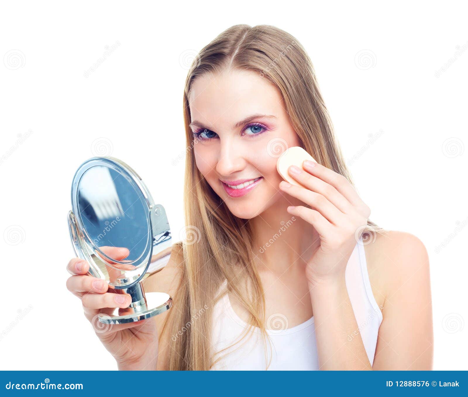 Woman removing makeup stock photo. Image of happiness - 12888576