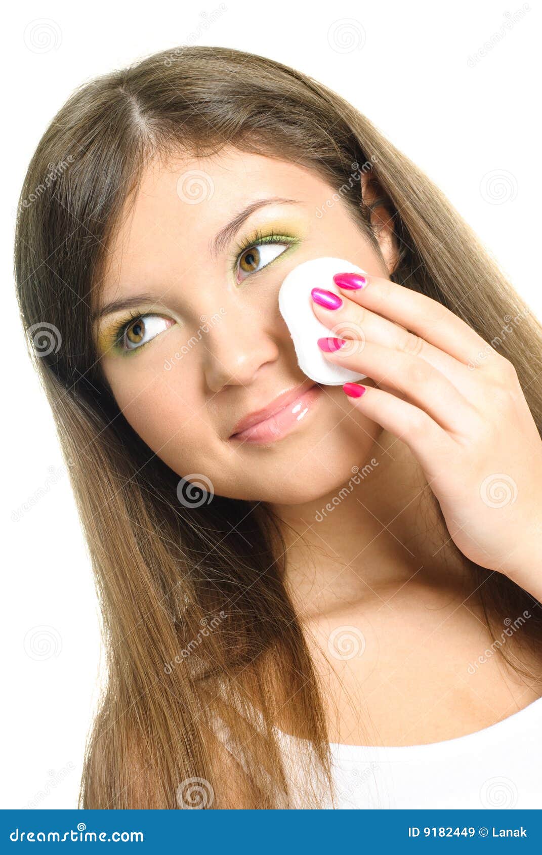 Woman removing makeup stock image. Image of cosmetics - 9182449