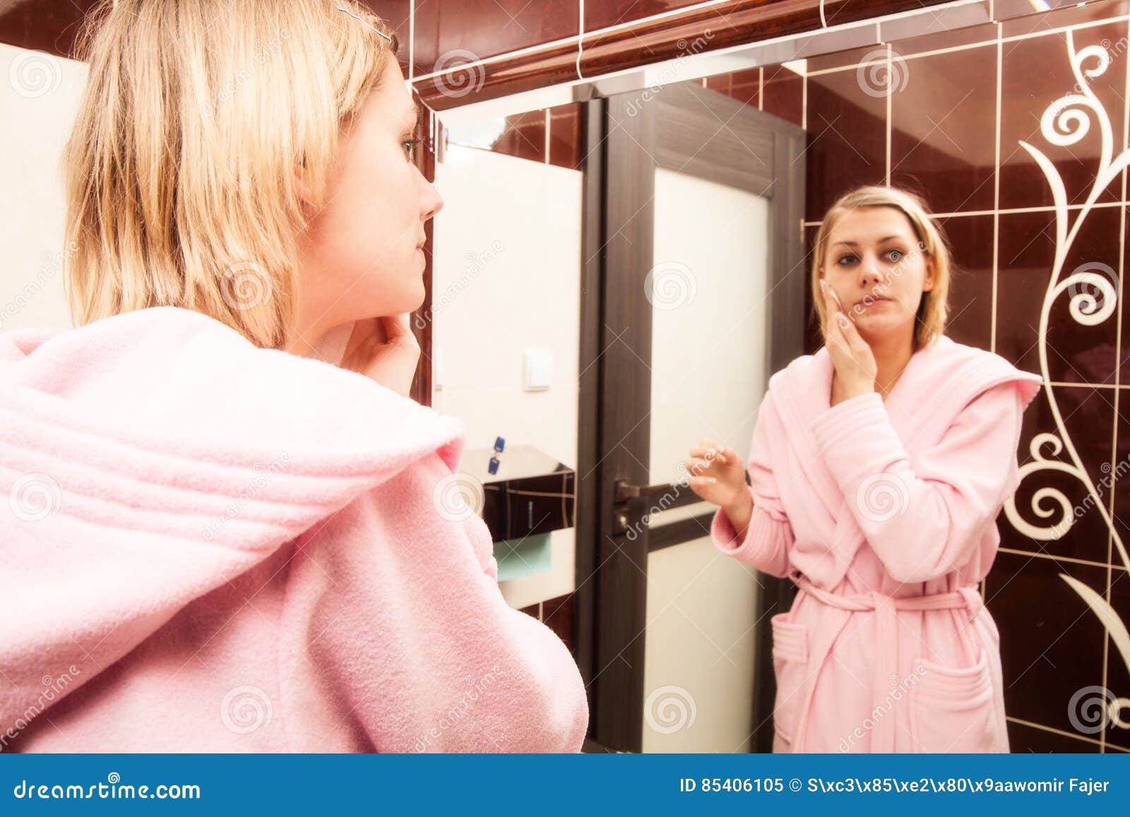 Woman Removing Makeup from Her Face Stock Image - Image of hair ...