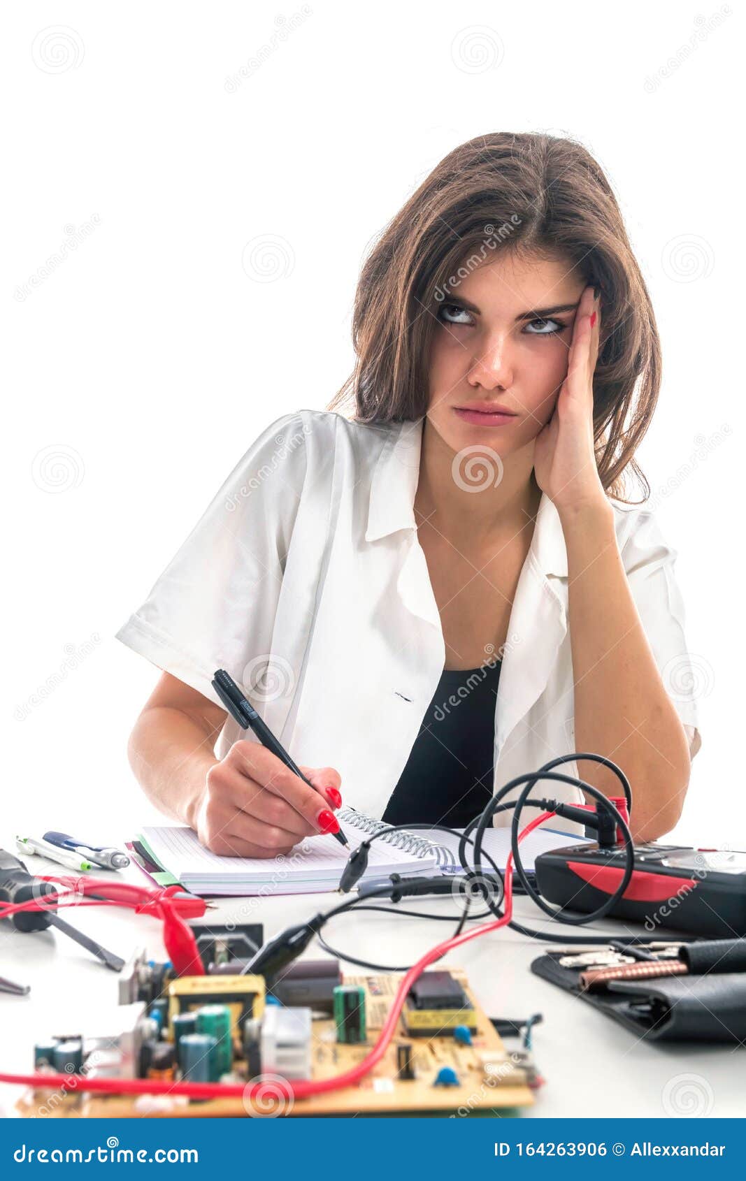 Woman Repairing Computer Part, Problems Concept, Service Center ...