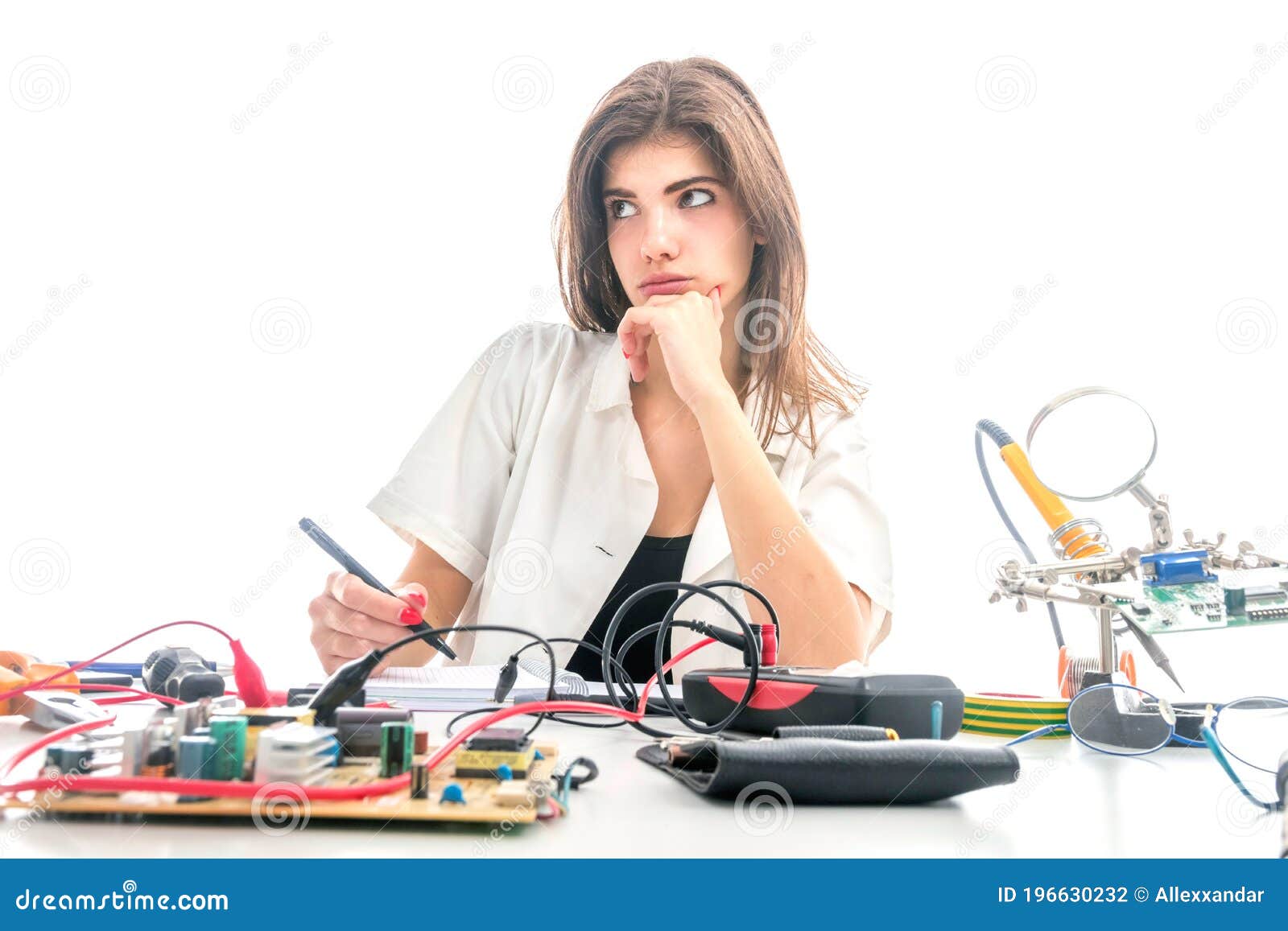 Woman Repairing Computer Part, Service Center, Electronics Repair ...