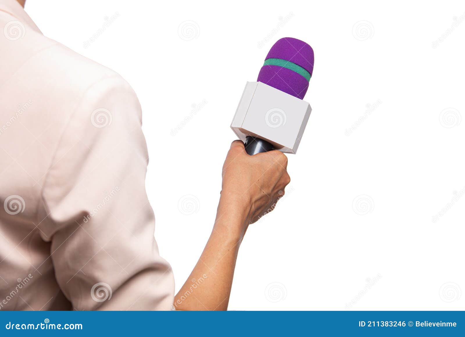 A Woman Reporter is Holding a Microphone. the Stock Photo - Image of ...