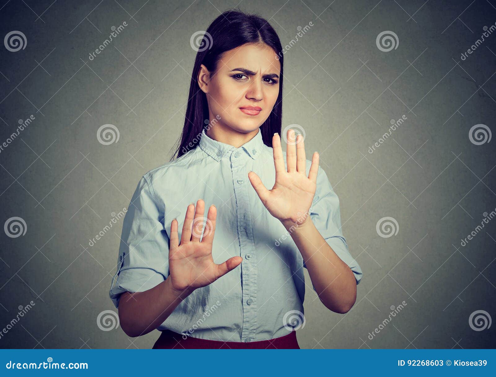 Woman Repulsing Something with Hands Stop Gesture Stock Image - Image ...