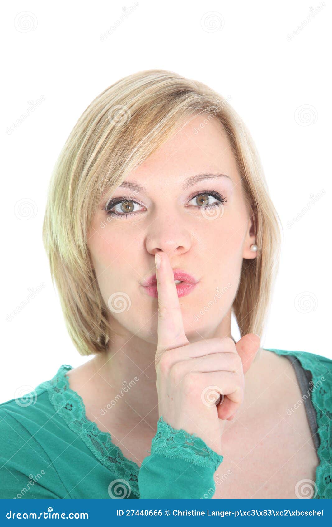 Woman Requesting Quiet with Hushing Gesture Stock Photo - Image of ...