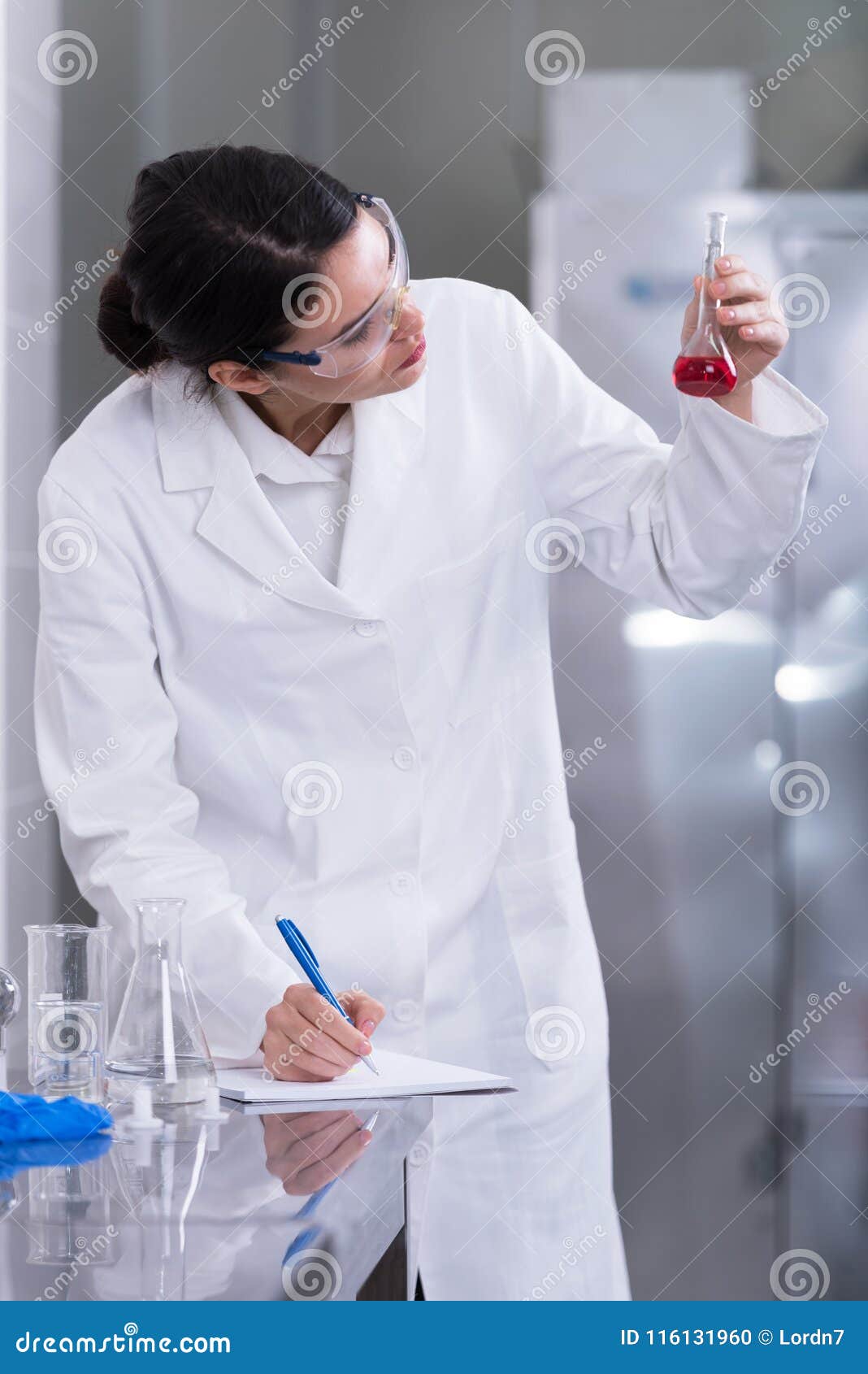 Woman Researcher Typing At Computer With Green Screen Mockup Display ...