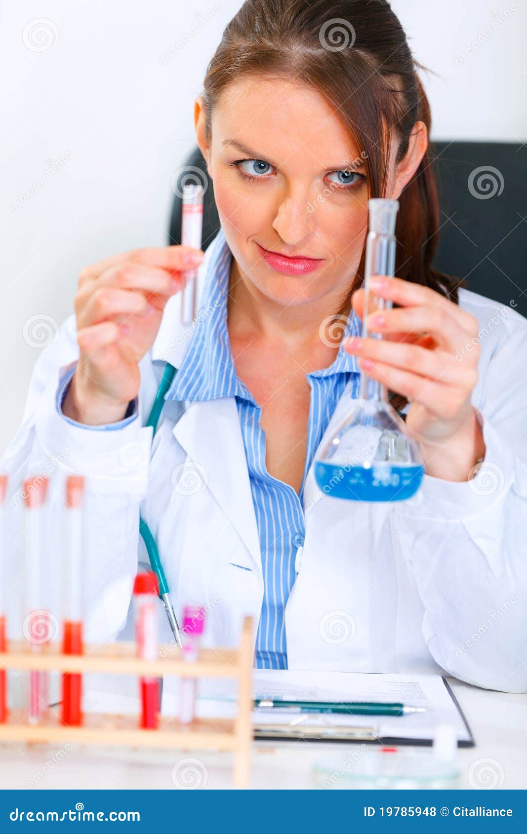 Woman Researcher Working with Tests in Laboratory Stock Photo - Image ...