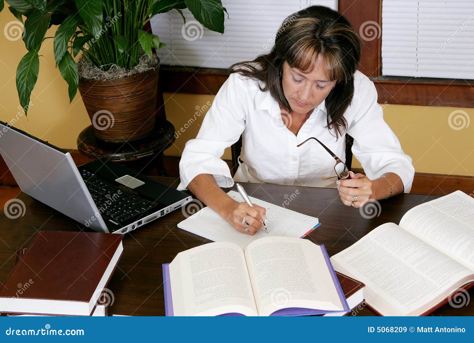 Woman Researching and Working Stock Image - Image of paper, closeup ...