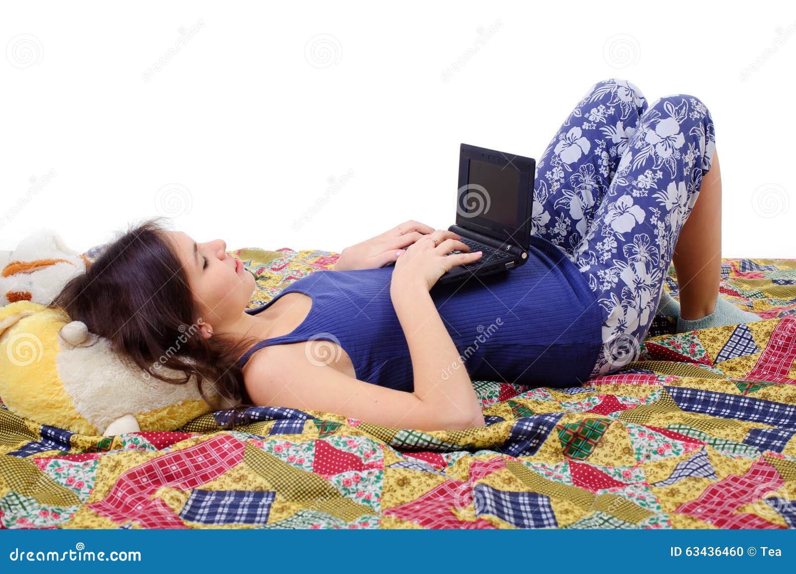 Woman rest on the bed stock photo. Image of calm, relax - 63436460