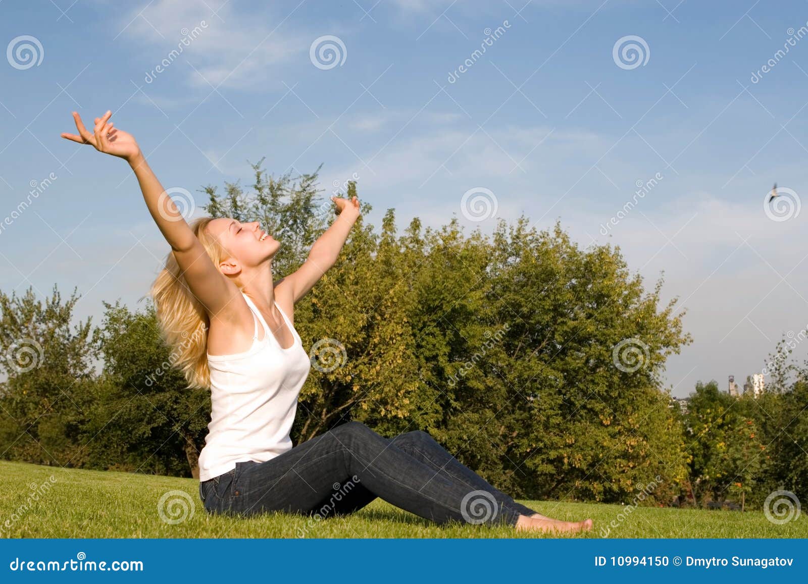 Woman rest on the grass stock photo. Image of bird, nature - 10994150