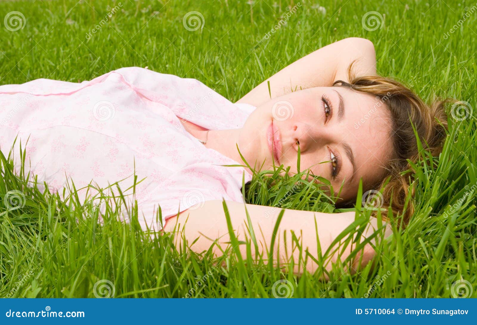 Woman rest on the grass stock photo. Image of lawn, field - 5710064