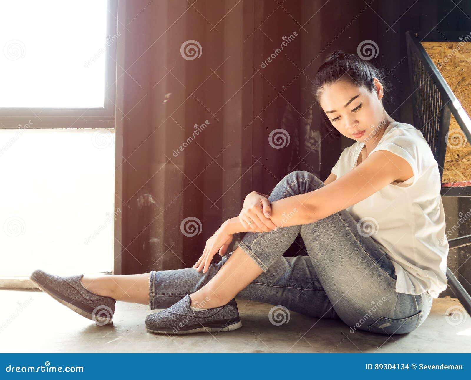 Woman rest from hard work. stock photo. Image of feminine - 89304134