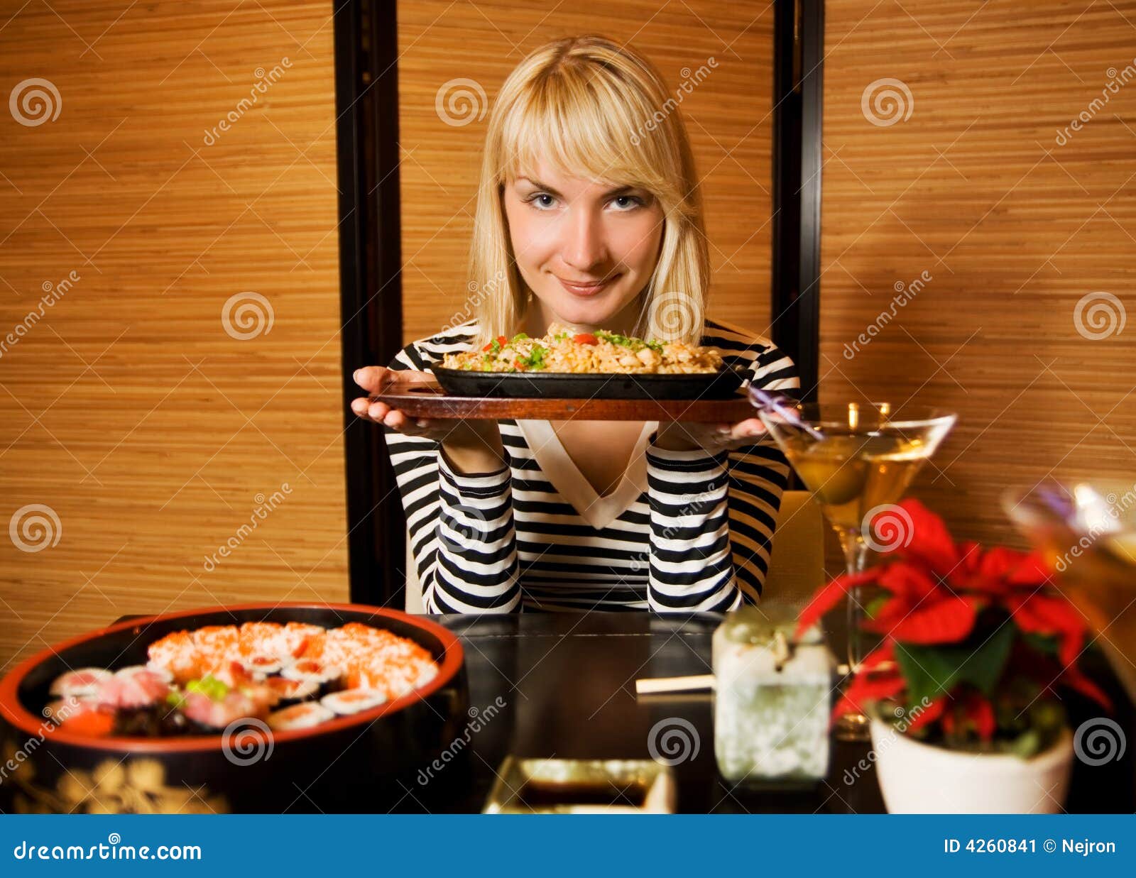 Woman in a restaurant stock image. Image of delicious - 4260841