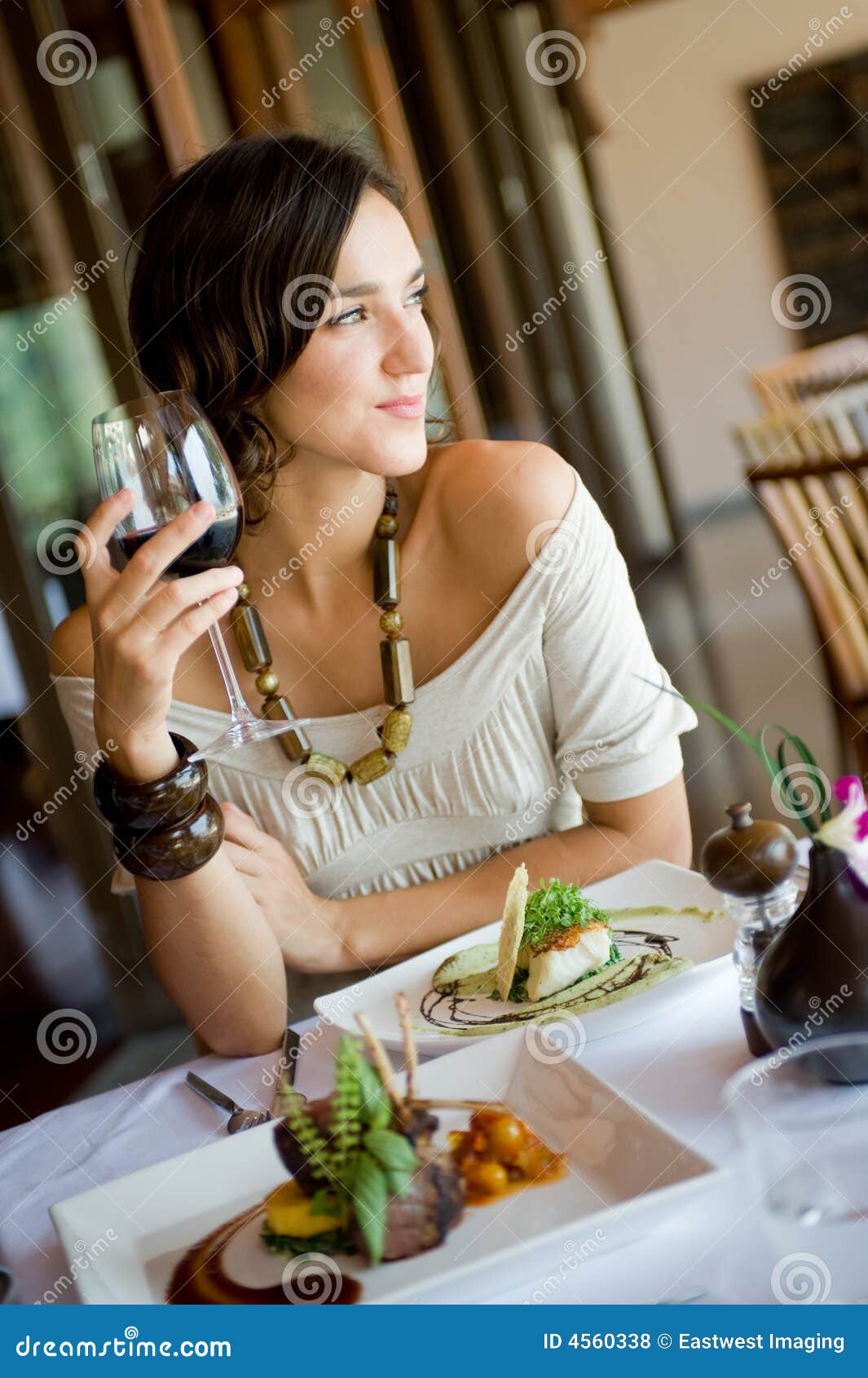 Woman in Restaurant stock photo. Image of couple, looking - 4560338