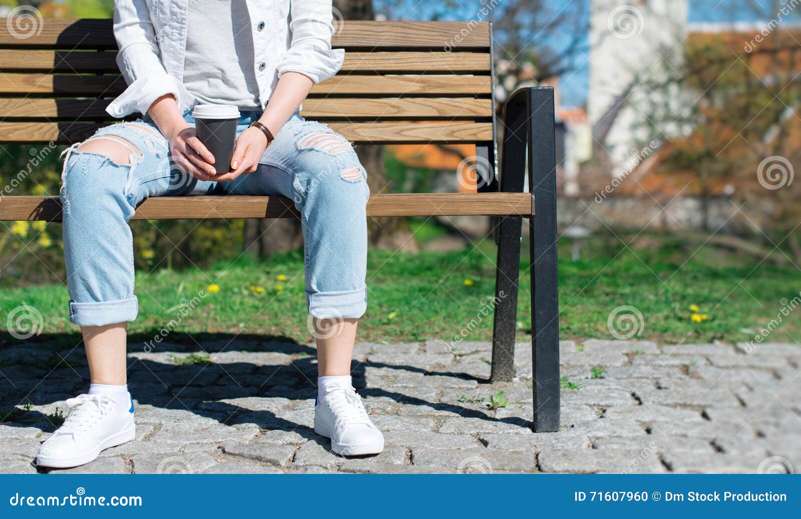 Woman Resting on the Bench. Stock Photo - Image of female, city: 71607960
