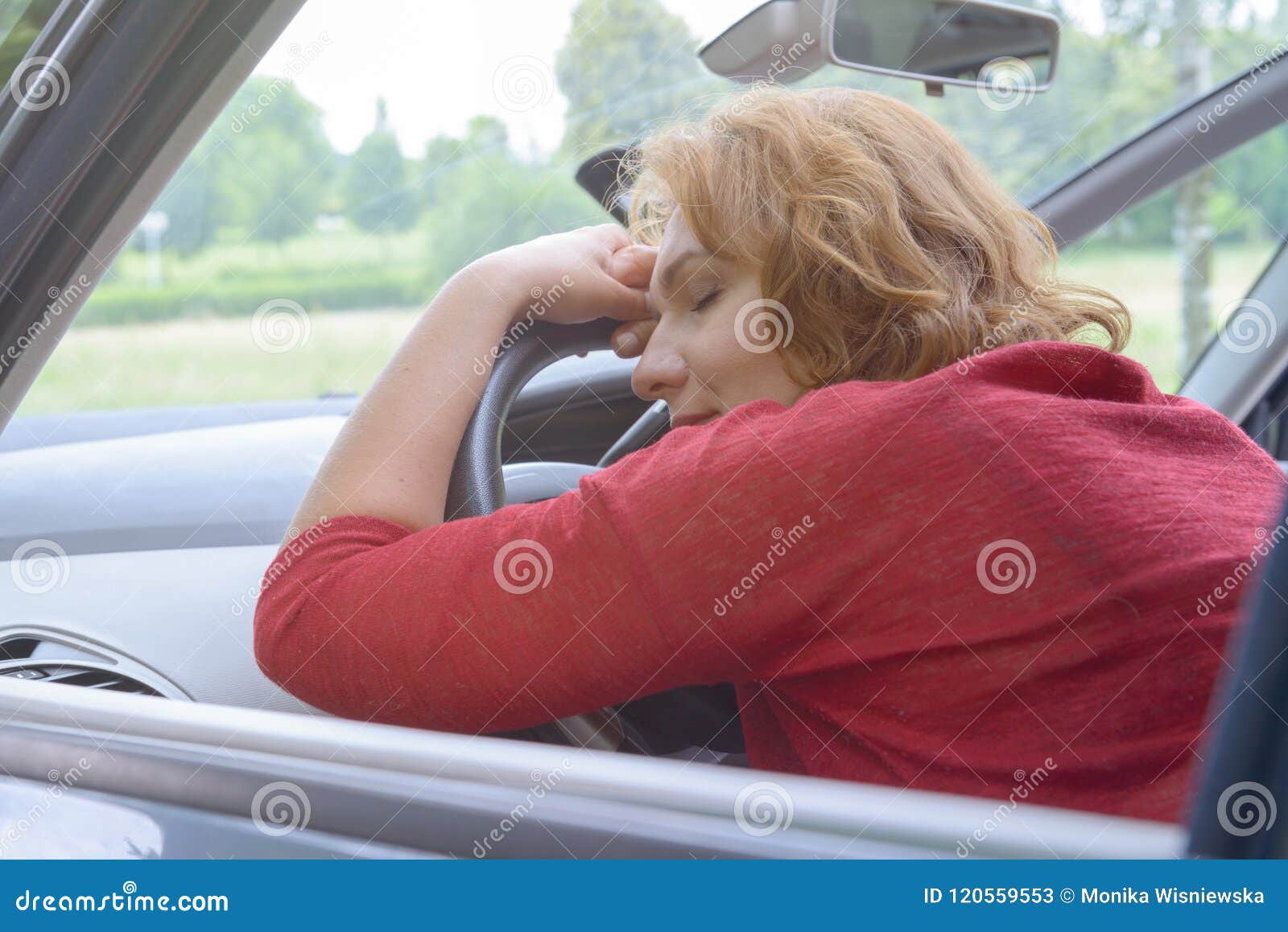 Woman is Resting in the Car Stock Image - Image of bored, automobile ...