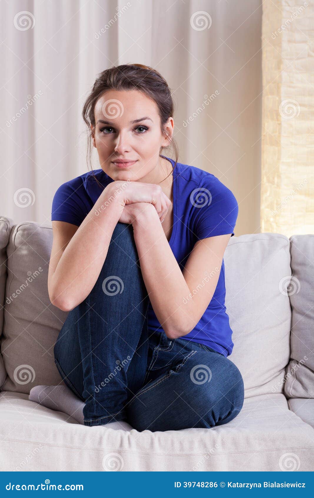 Woman Resting after Long Day Stock Photo - Image of interior, long ...