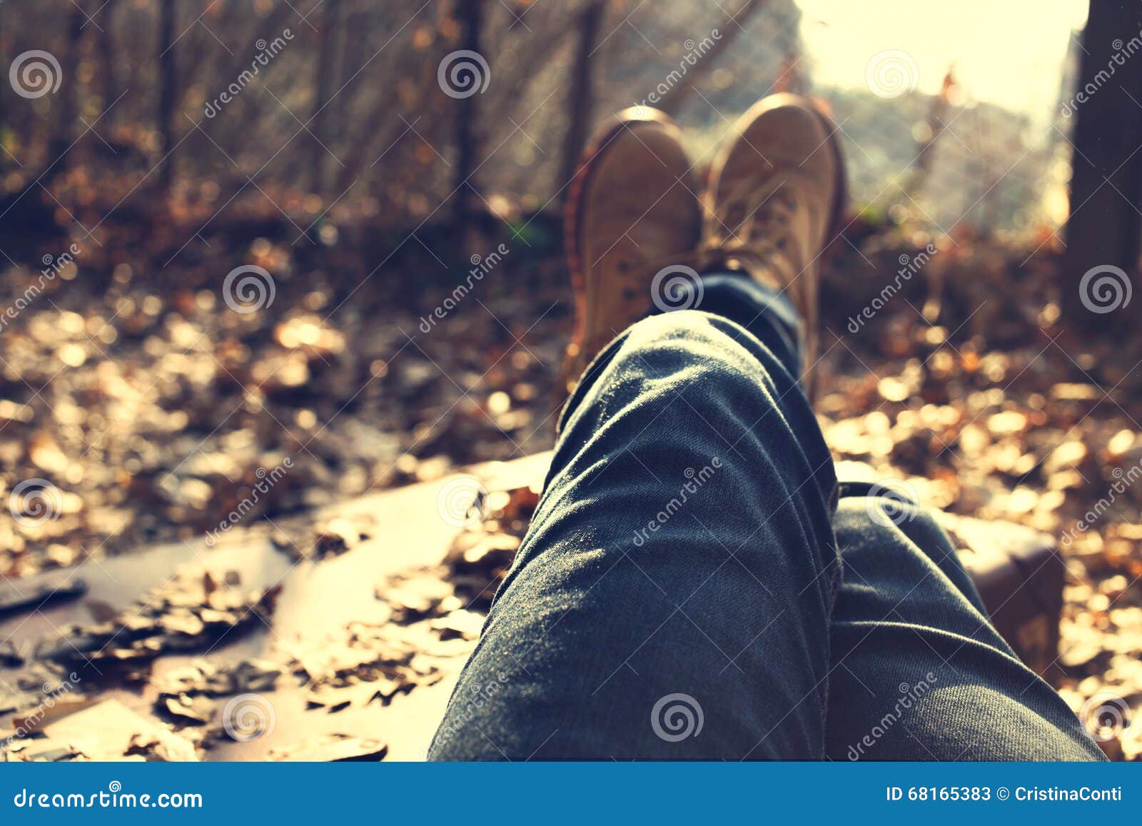Woman Resting after a Long Walk in Nature Stock Image - Image of autumn ...