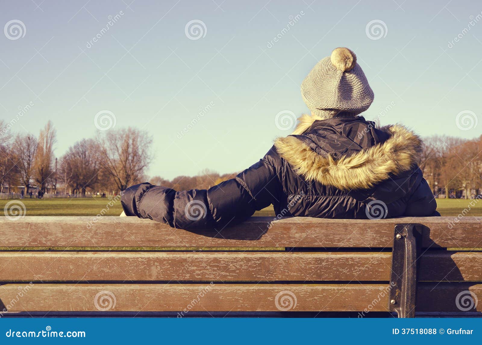 Woman Resting on a Park Bench Stock Photo - Image of meadow, depressive ...