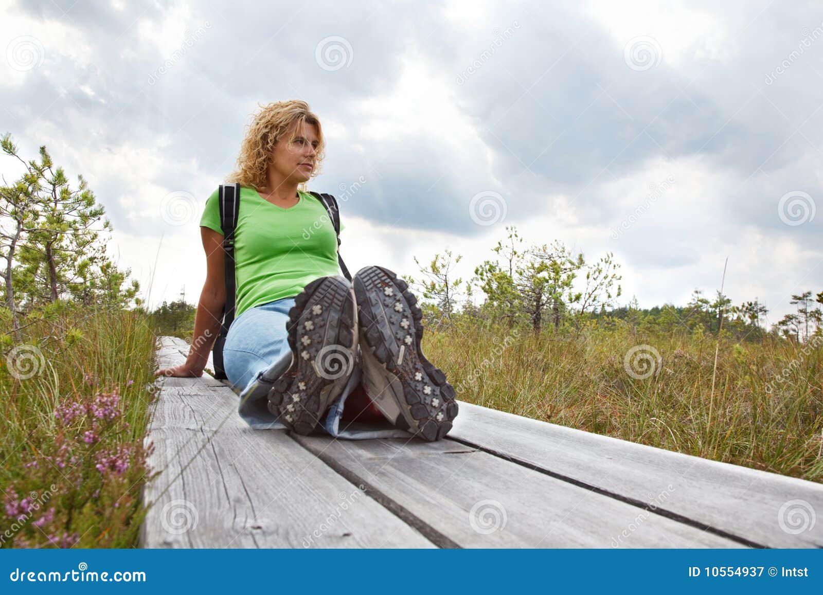Woman resting after a walk stock image. Image of caucasian - 10554937