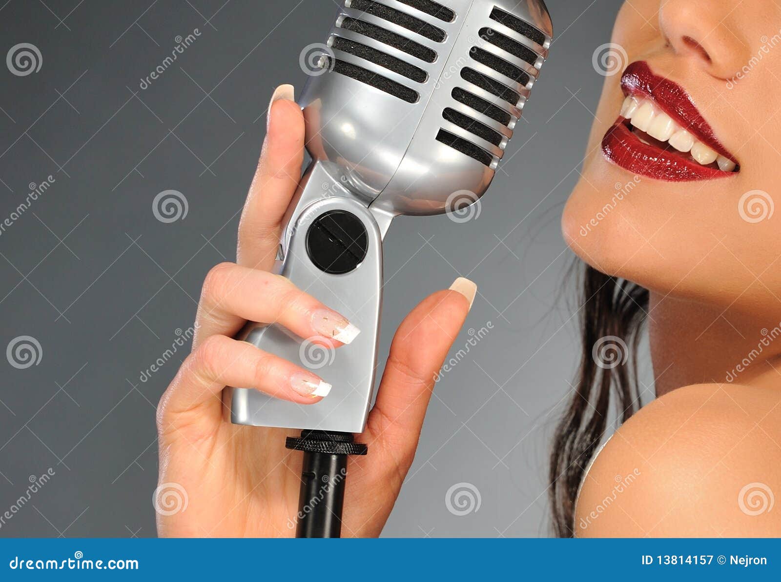 Woman with a Retro Microphone Stock Image - Image of gorgeous ...