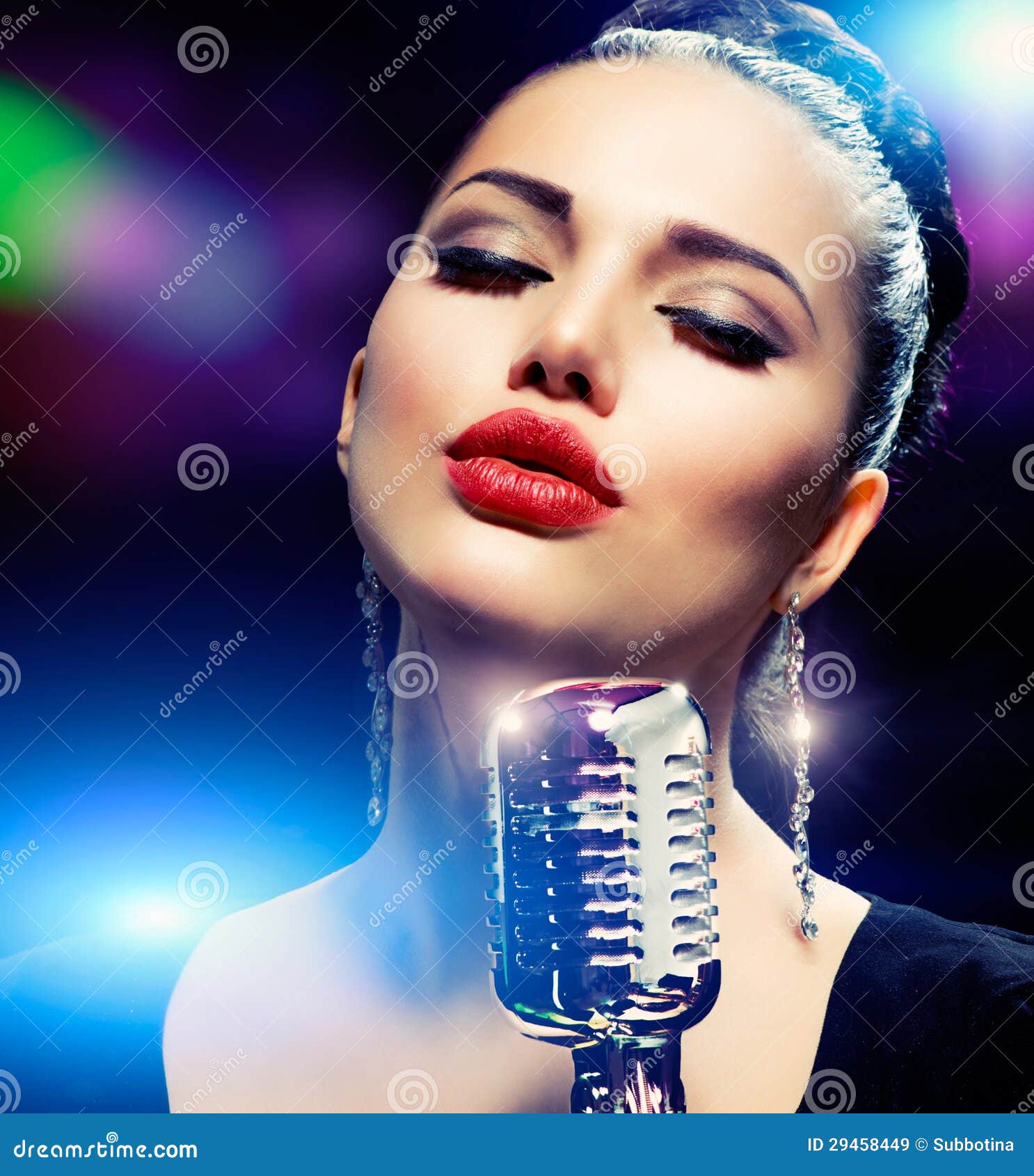 Woman with Retro Microphone Stock Image - Image of jazz, concert: 29458449