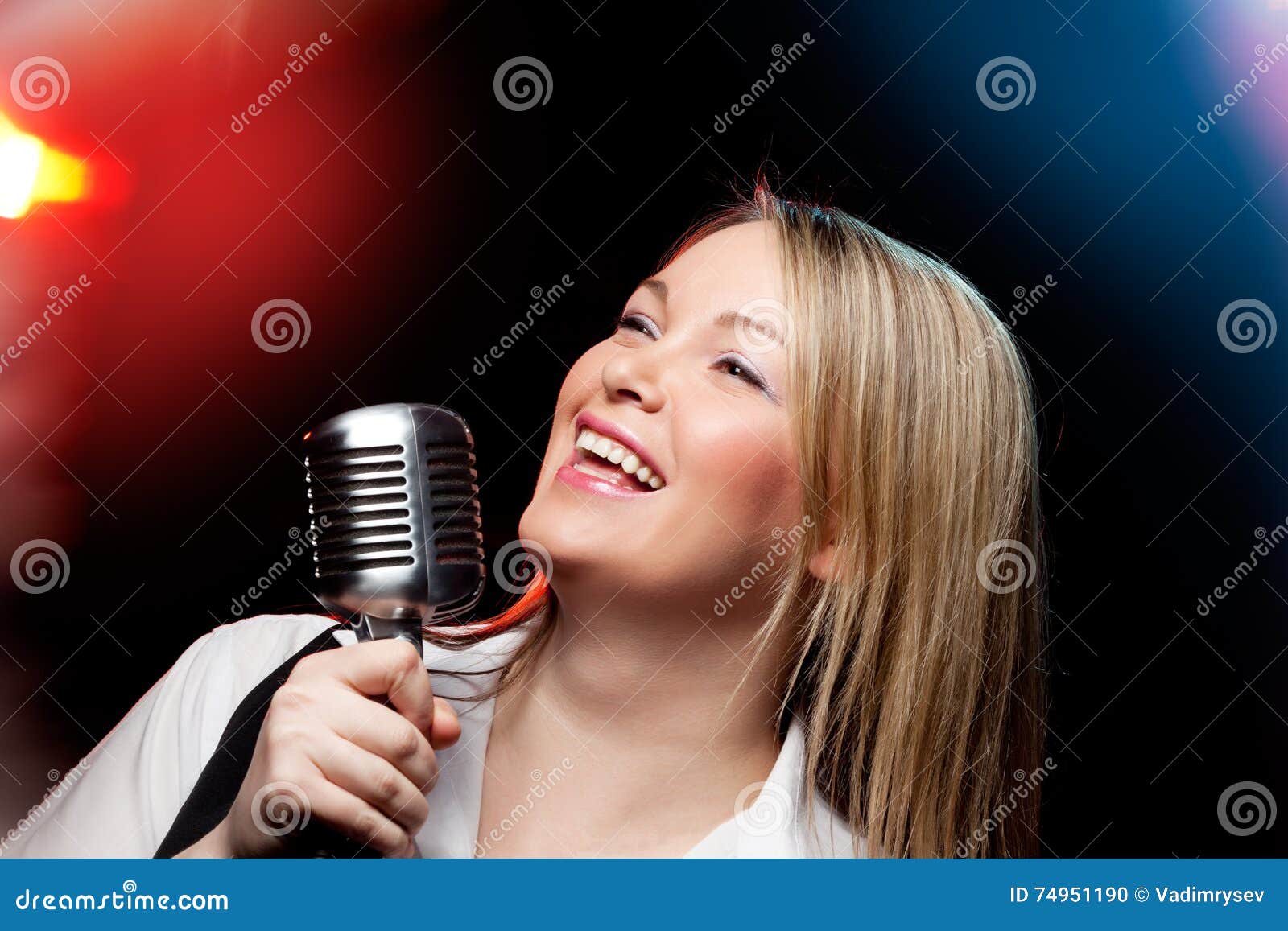 Woman with Retro Microphone Stock Photo - Image of club, record: 74951190