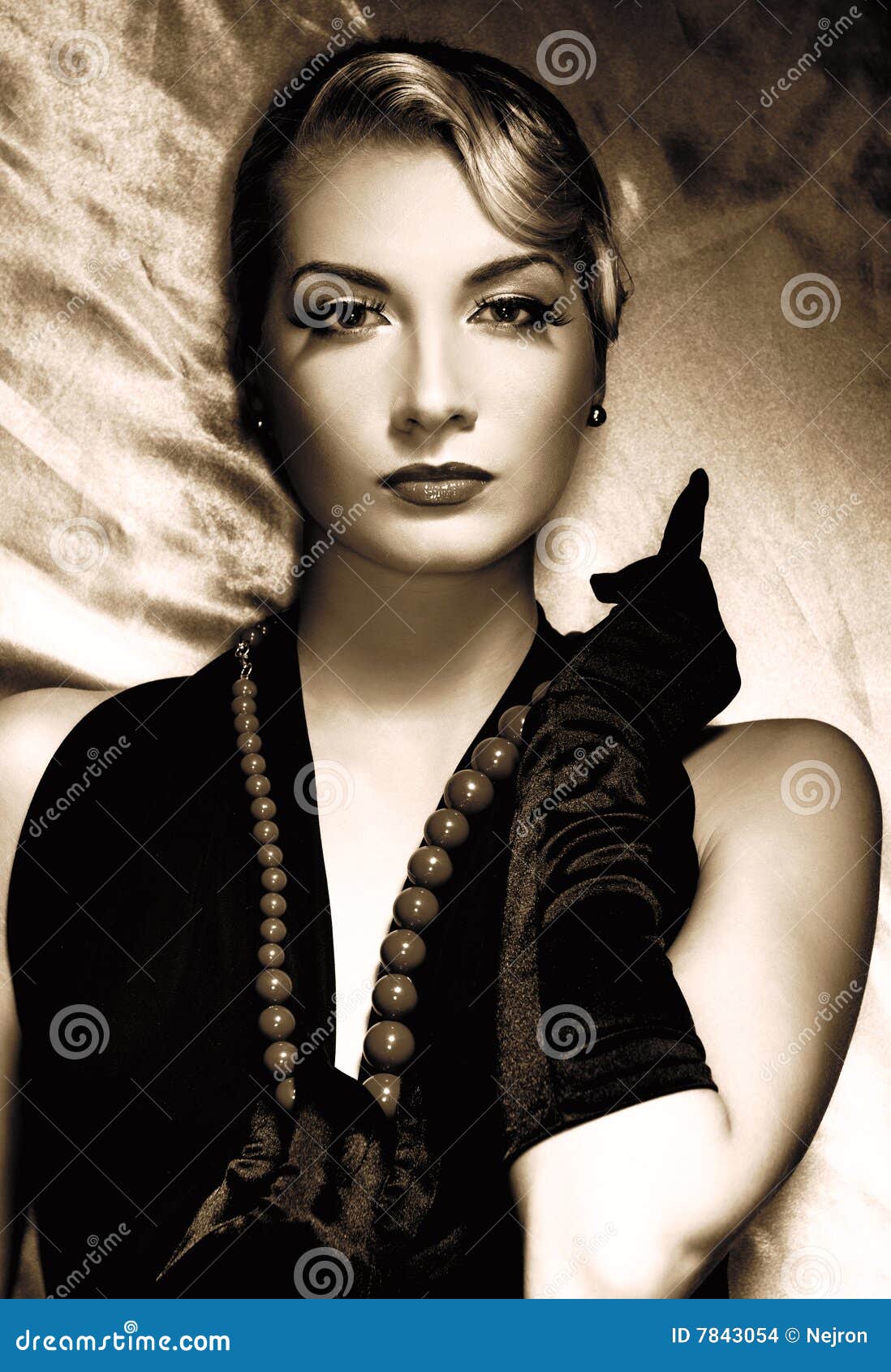 Woman retro portrait stock photo. Image of glamor, noir - 7843054