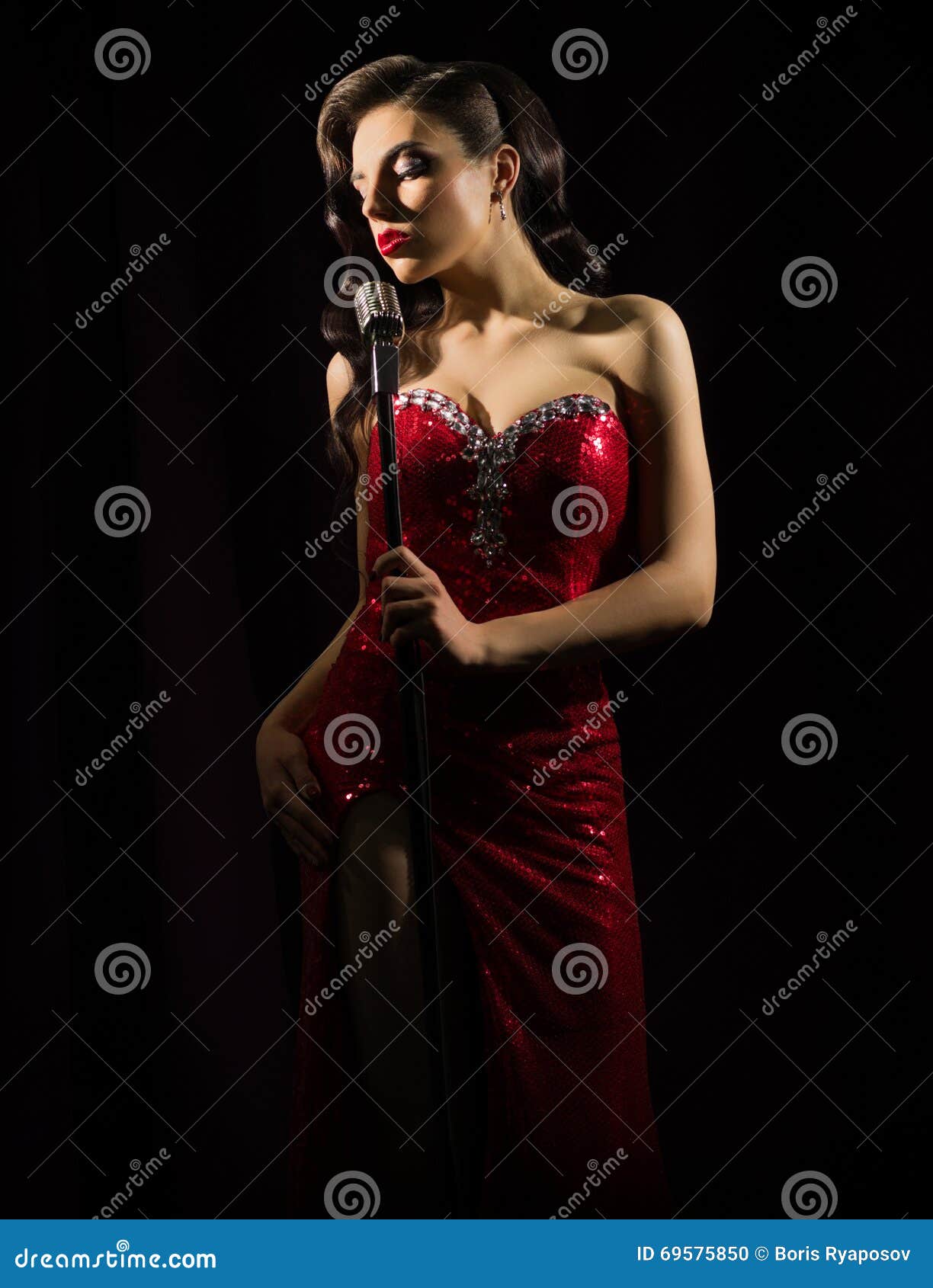 Woman retro style singer stock photo. Image of female - 69575850