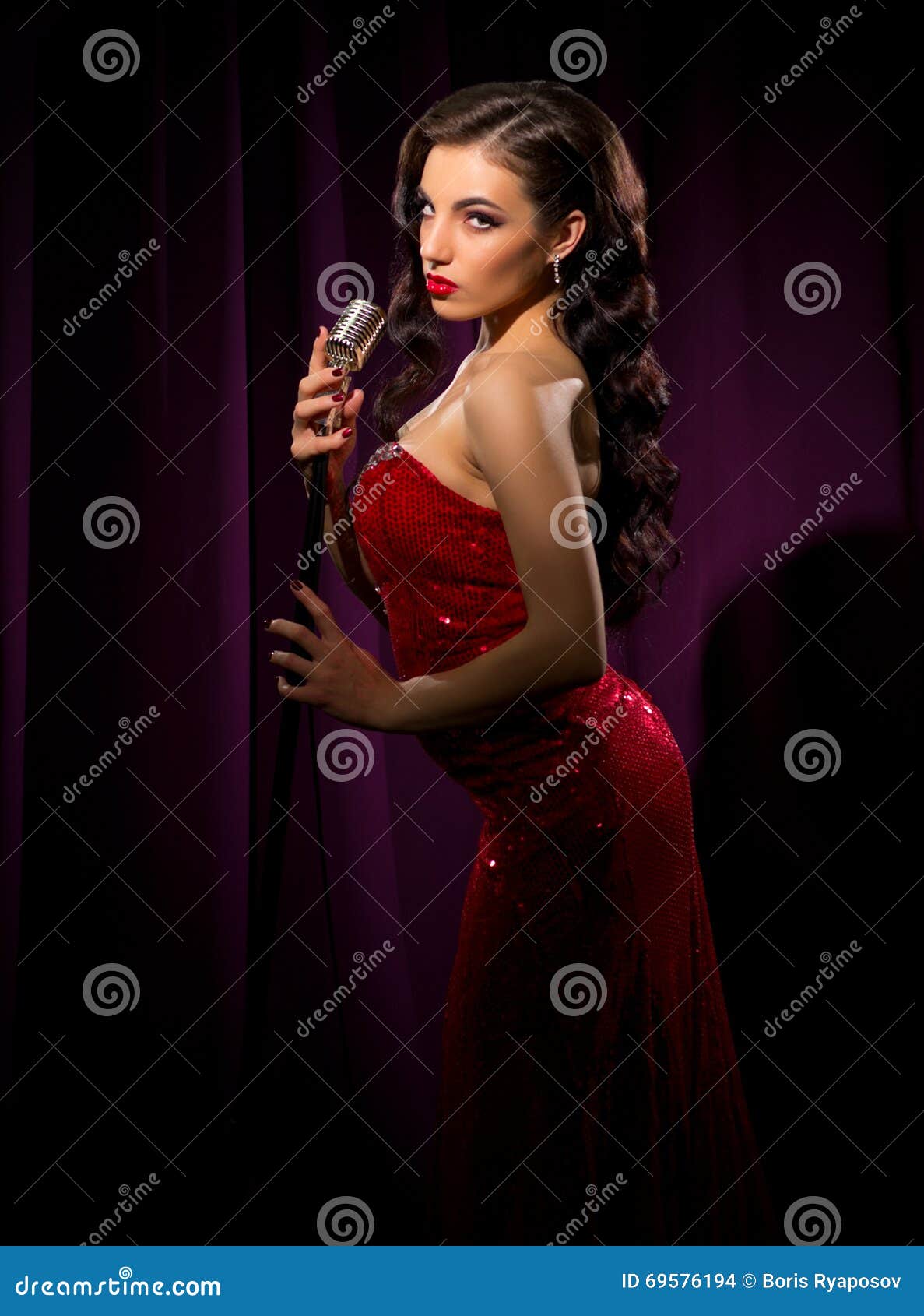 Woman retro style singer stock photo. Image of girl, diva - 69576194