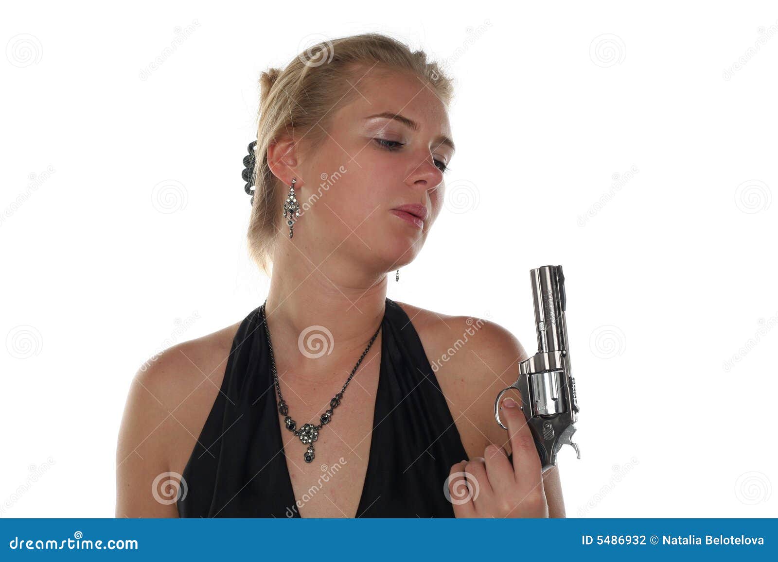 Woman with revolver stock photo. Image of action, attractive - 5486932