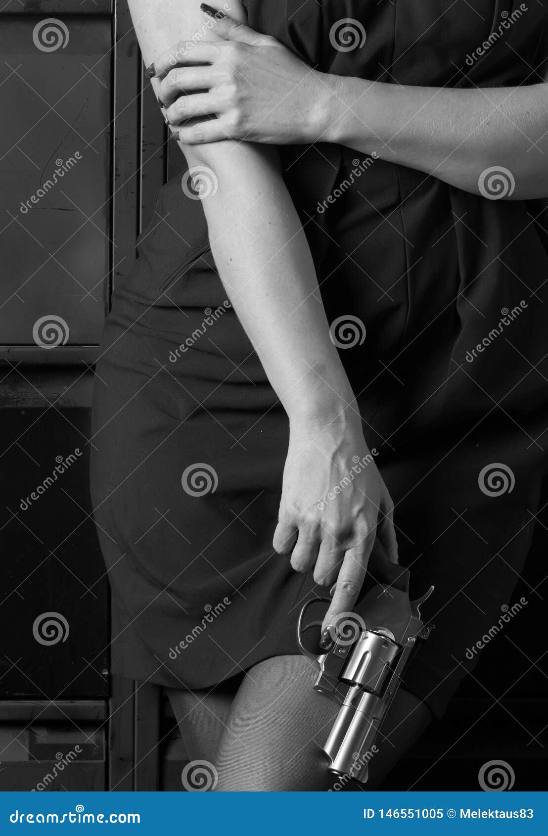 Woman with a revolver stock image. Image of investigation - 146551005