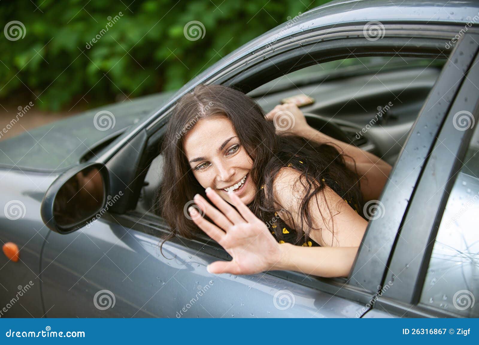 Woman rides nice car stock image. Image of european, greetings - 26316867