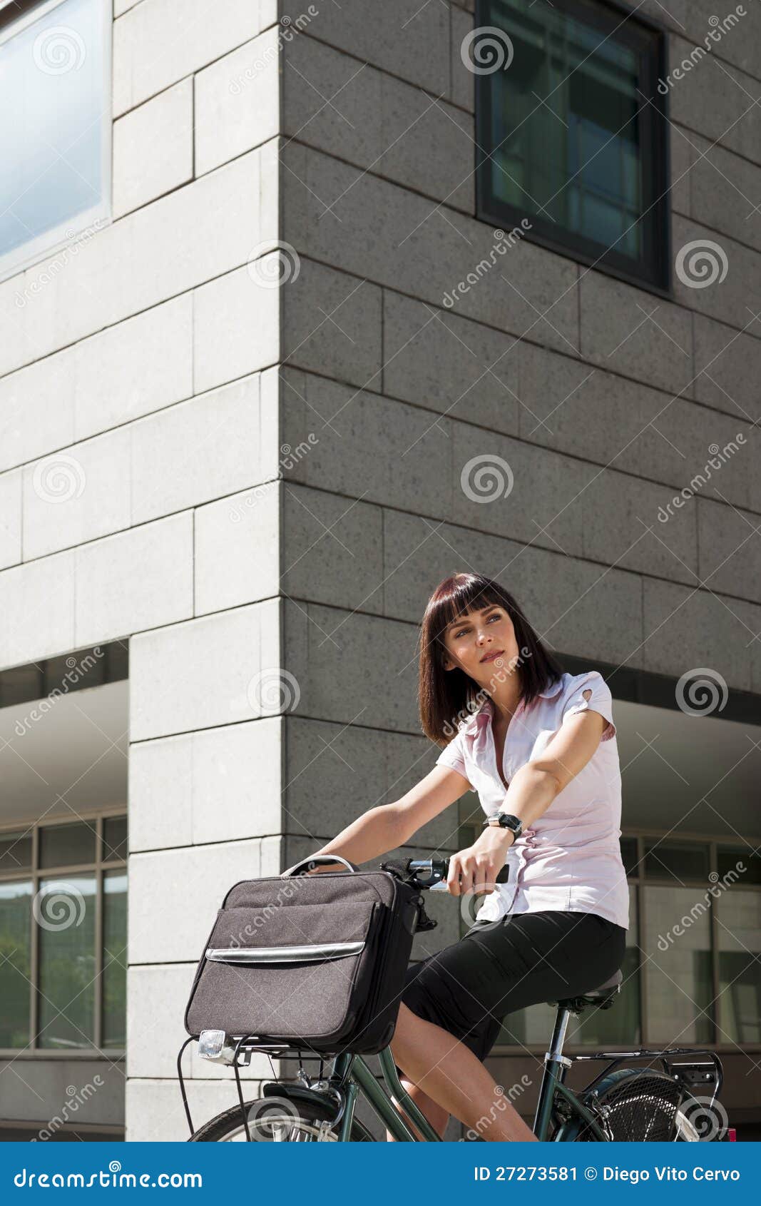 Woman Riding Bicycle and Going To Work Stock Image - Image of people ...