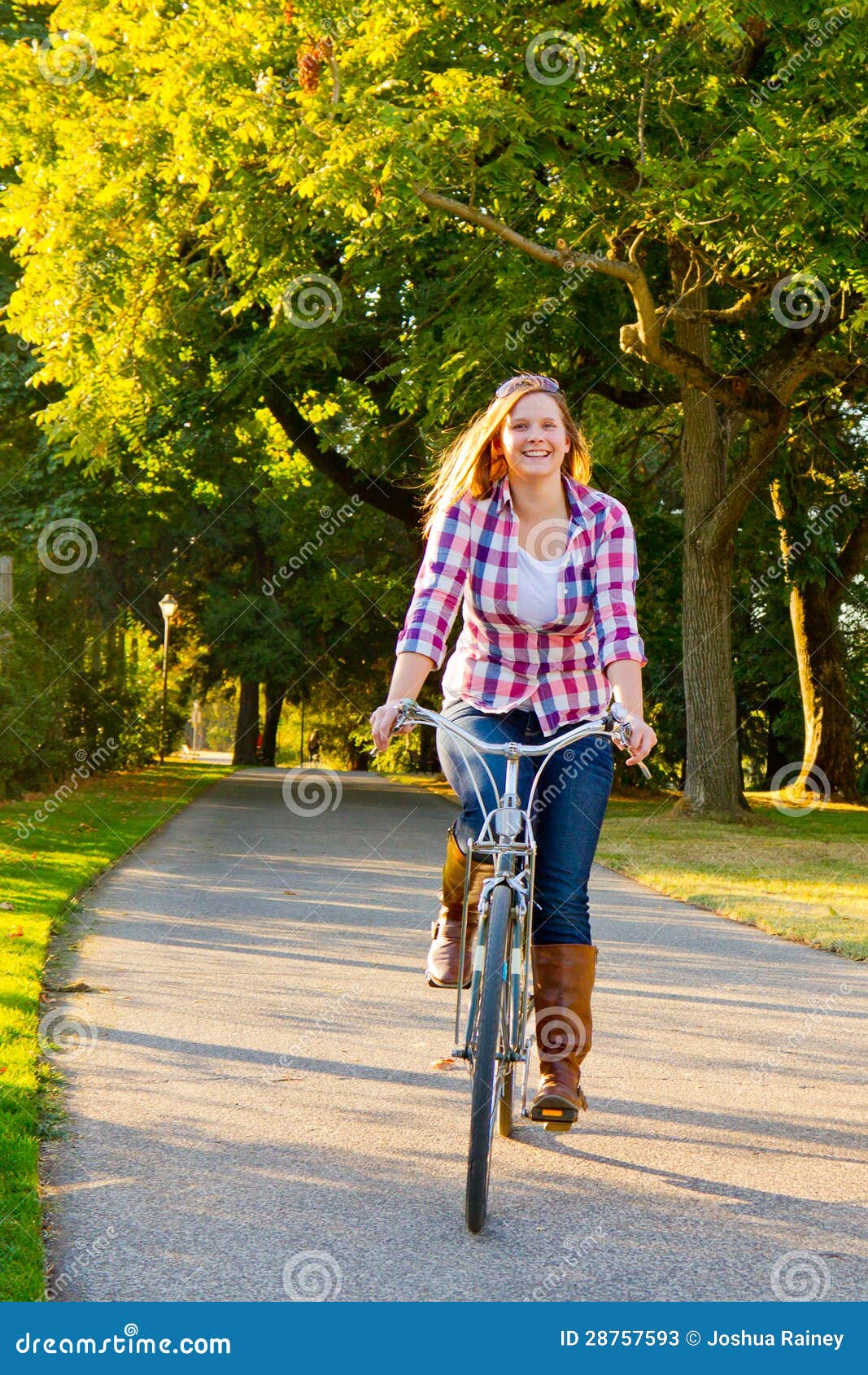 Woman Riding Bike stock image. Image of happy, woman - 28757593