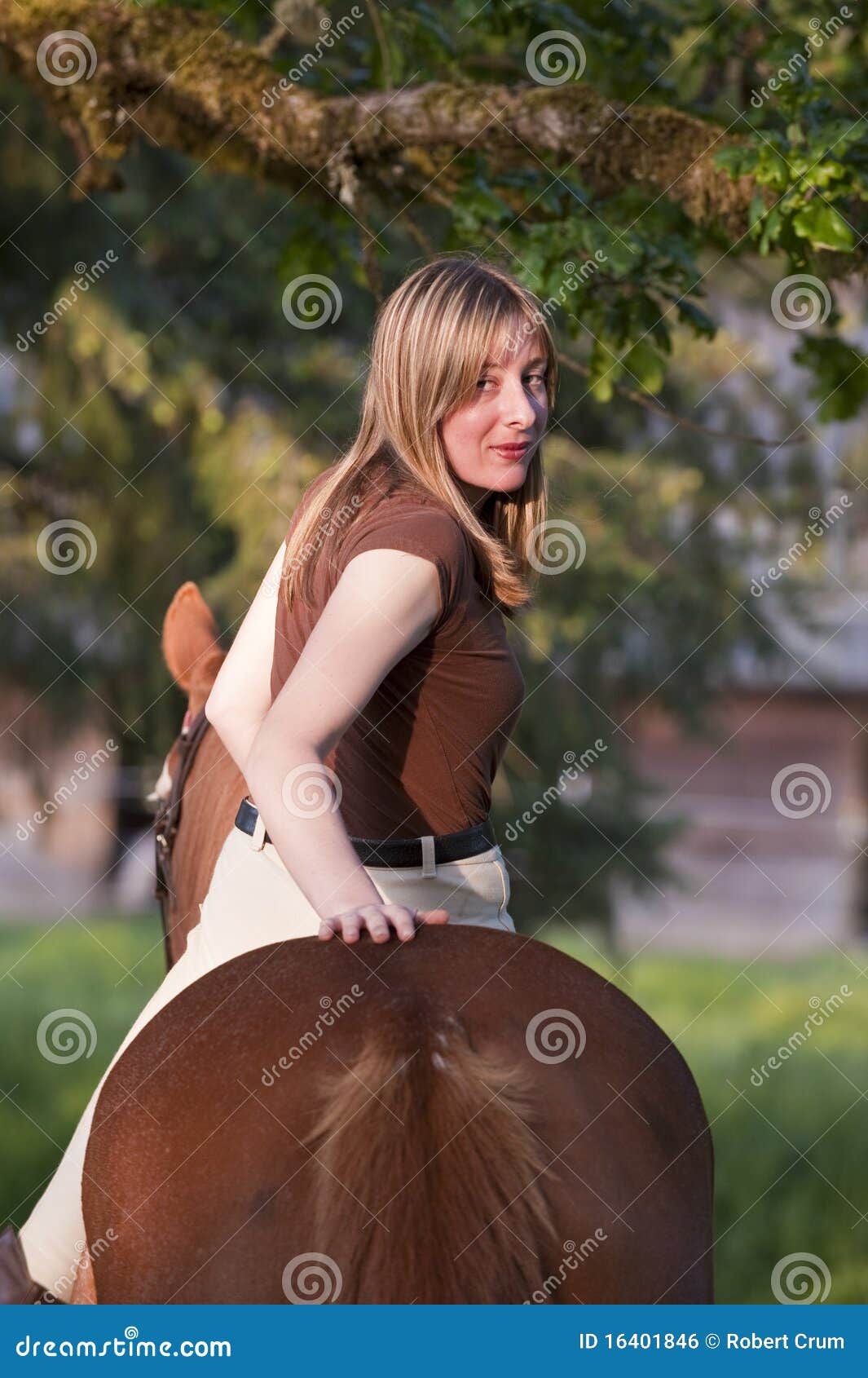 Woman Riding Her Horse Bareback Stock Photo - Image of reins, equine ...