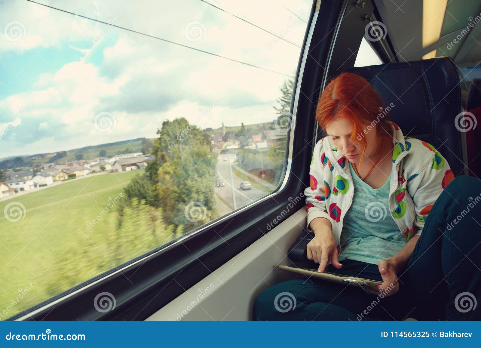 Woman riding on a train stock image. Image of seat, adventure - 114565325