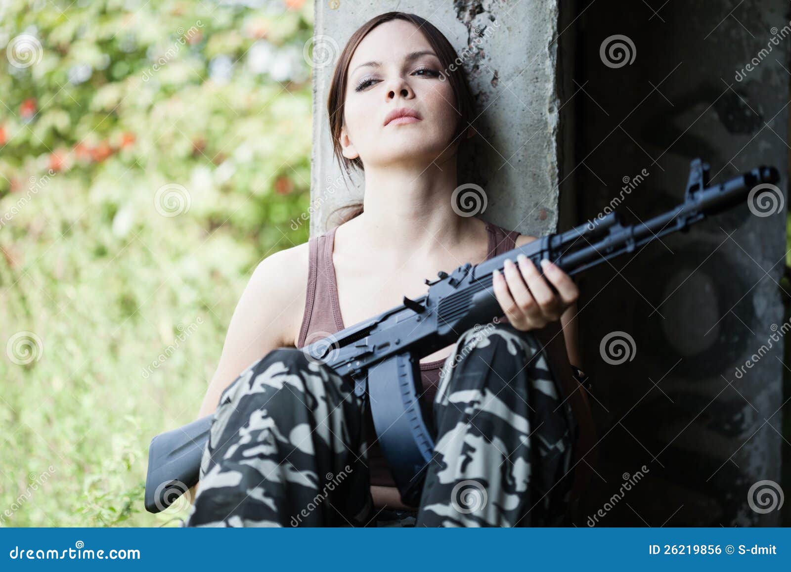 Woman with rifle (AK-74) stock photo. Image of female - 26219856