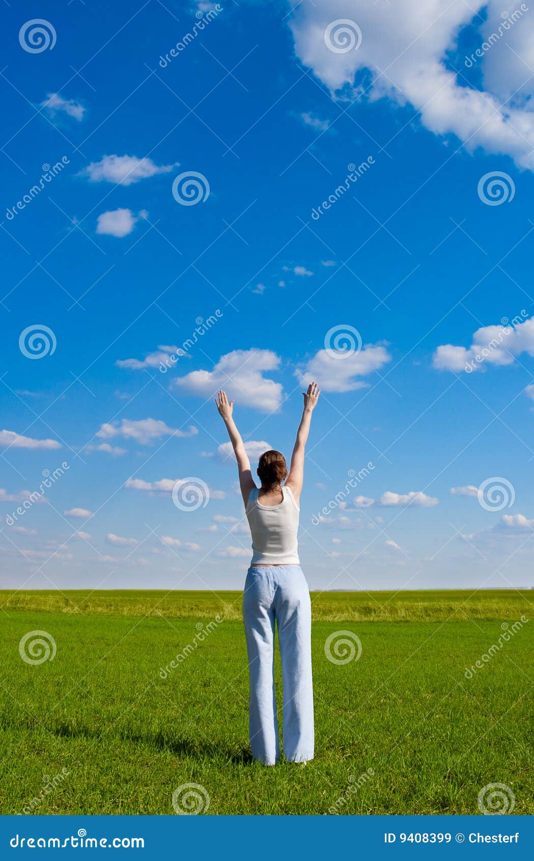 Woman rising up hands stock image. Image of leisure, freshness - 9408399