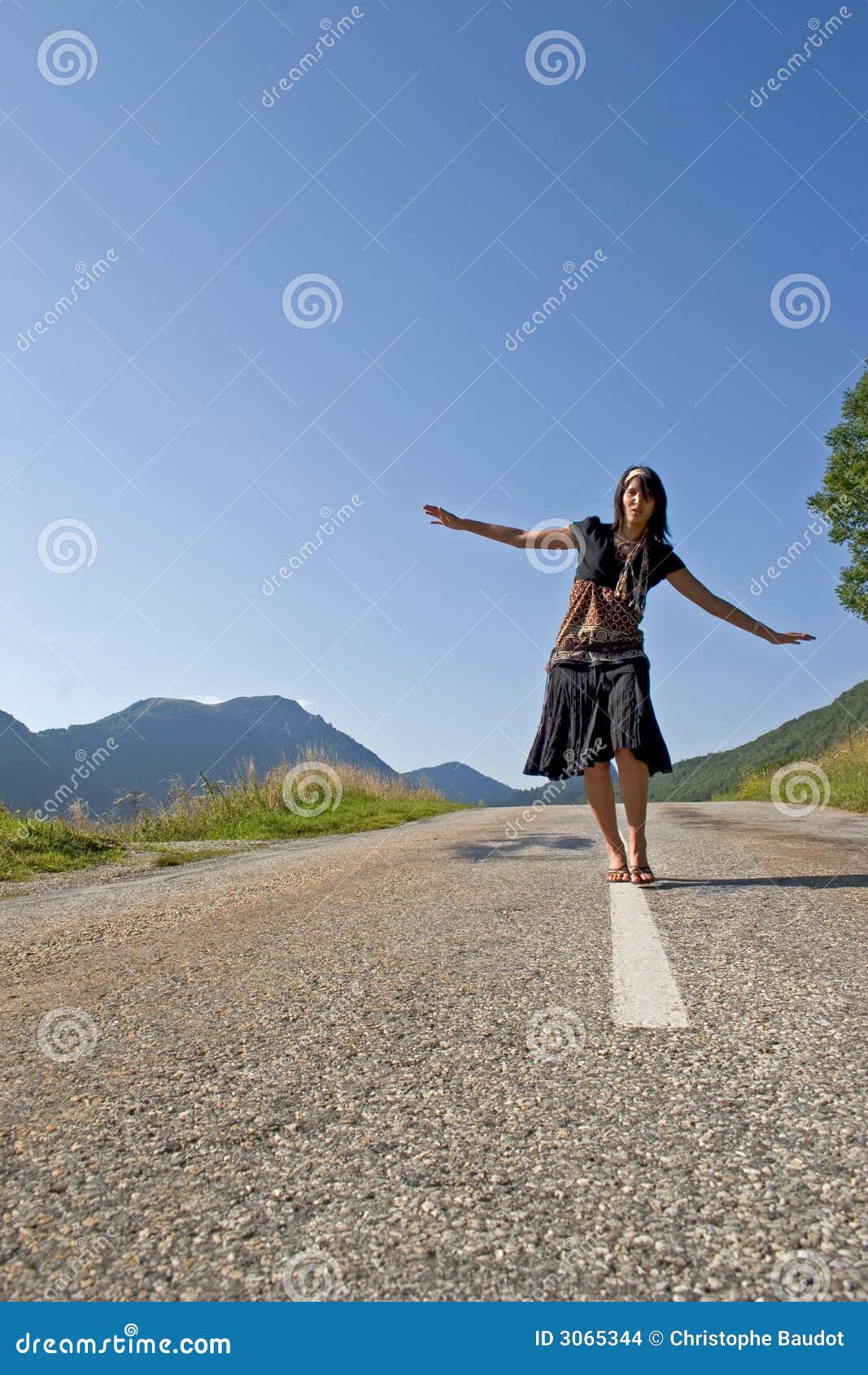 Woman on the road stock photo. Image of landscape, history - 3065344