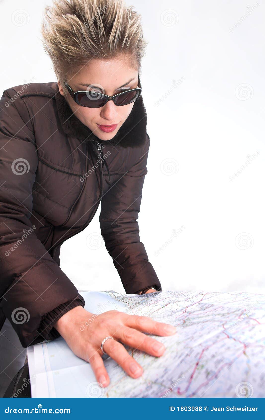 Woman with road map stock photo. Image of seductive, road - 1803988
