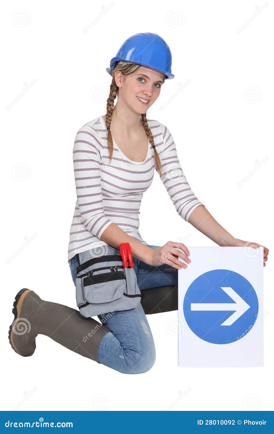 Woman with road sign stock photo. Image of shadow, road - 28010092